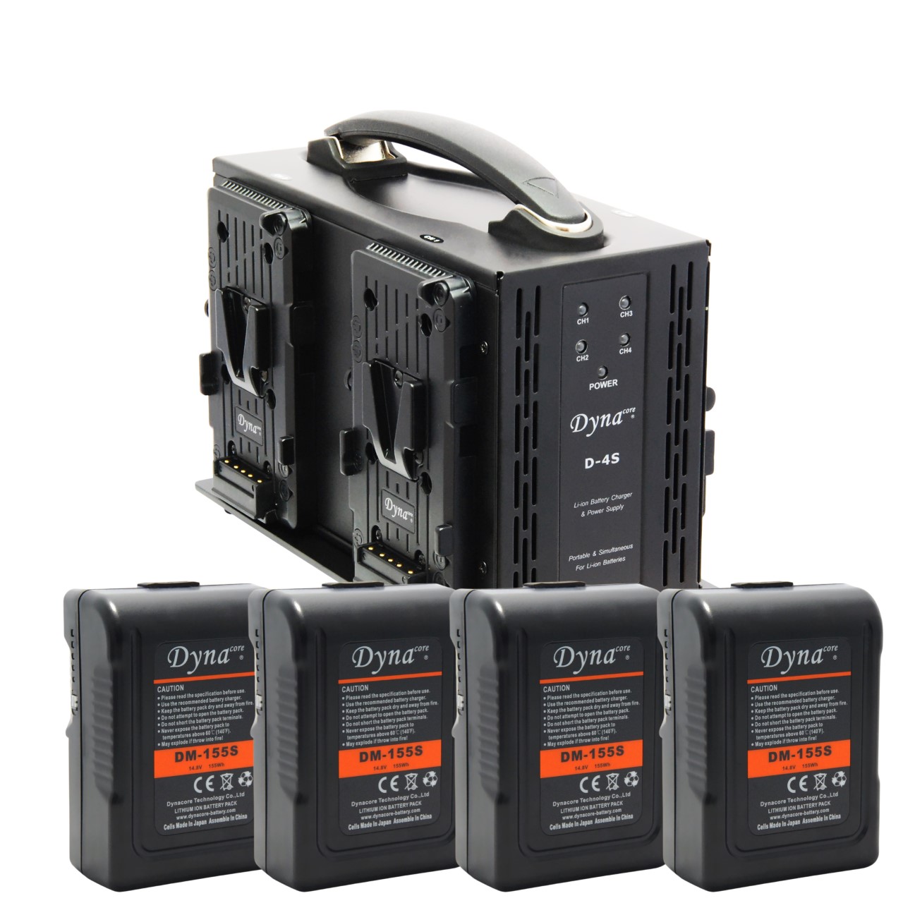 Dynacore V-Mount Quad Charger with Four 155WH Mini Batteries - DCB ...
