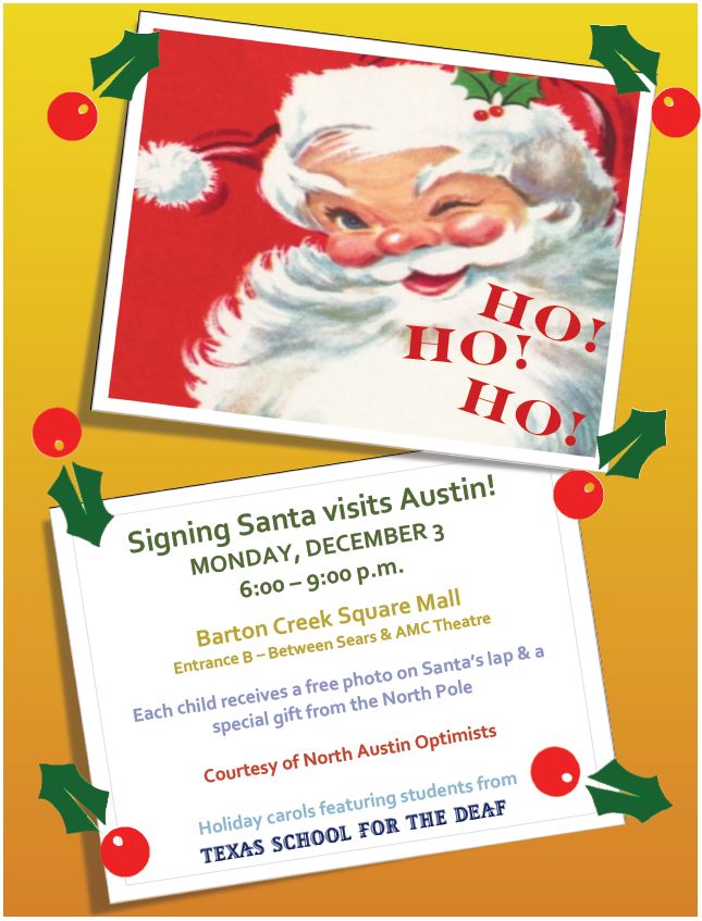 Signing Santa Visits D/HH Children 12/3/12 – Austin – Deaf Network of Texas