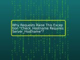 Why Requests Raise This Exception Check Hostname Requires Server