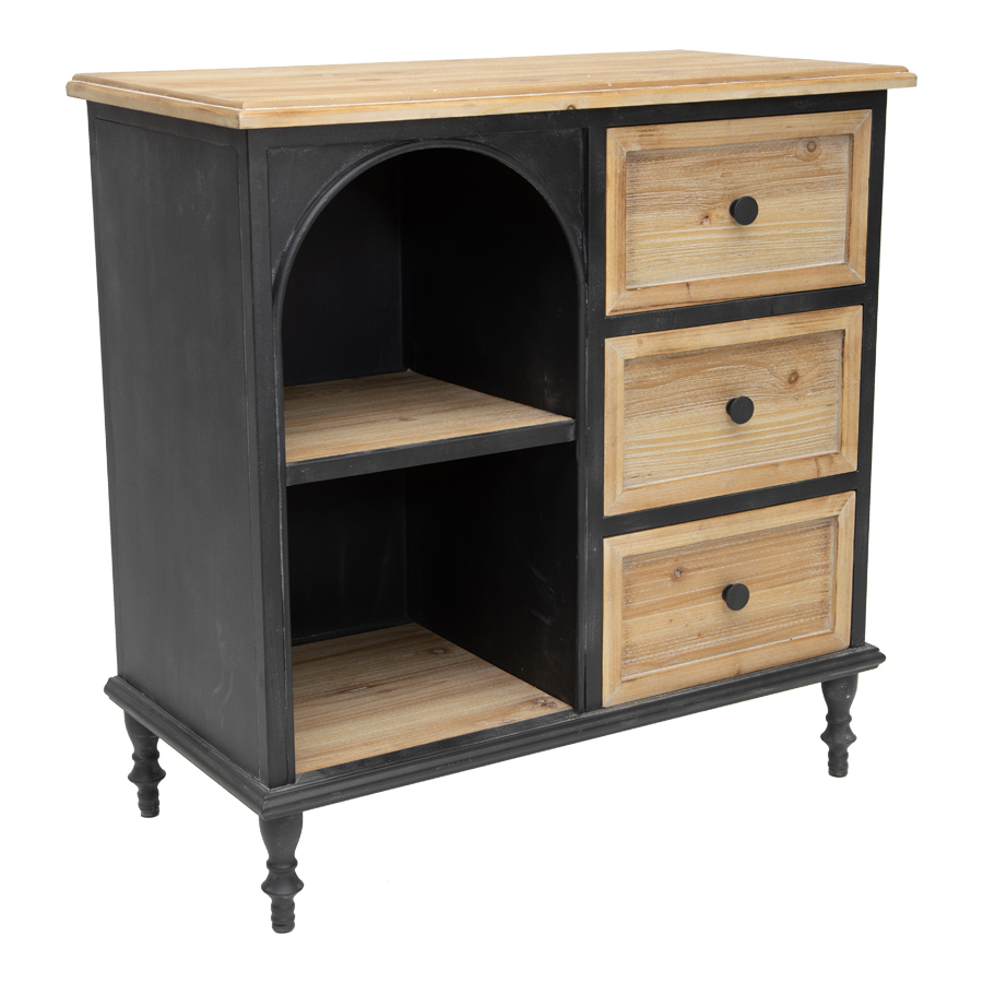 Arc Three Drawer Shelved Cabinet - Decor Guru