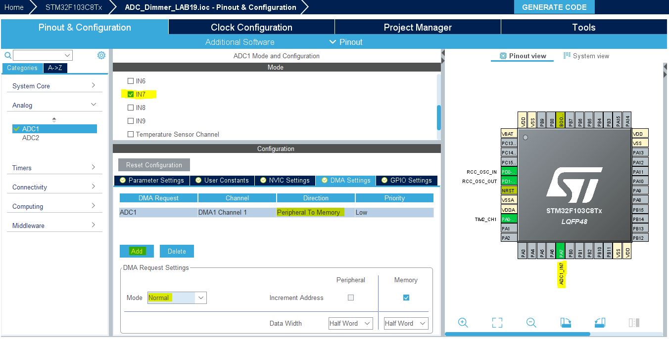 STM32 ADC Read Example - DMA / Interrupt / Polling Example Code