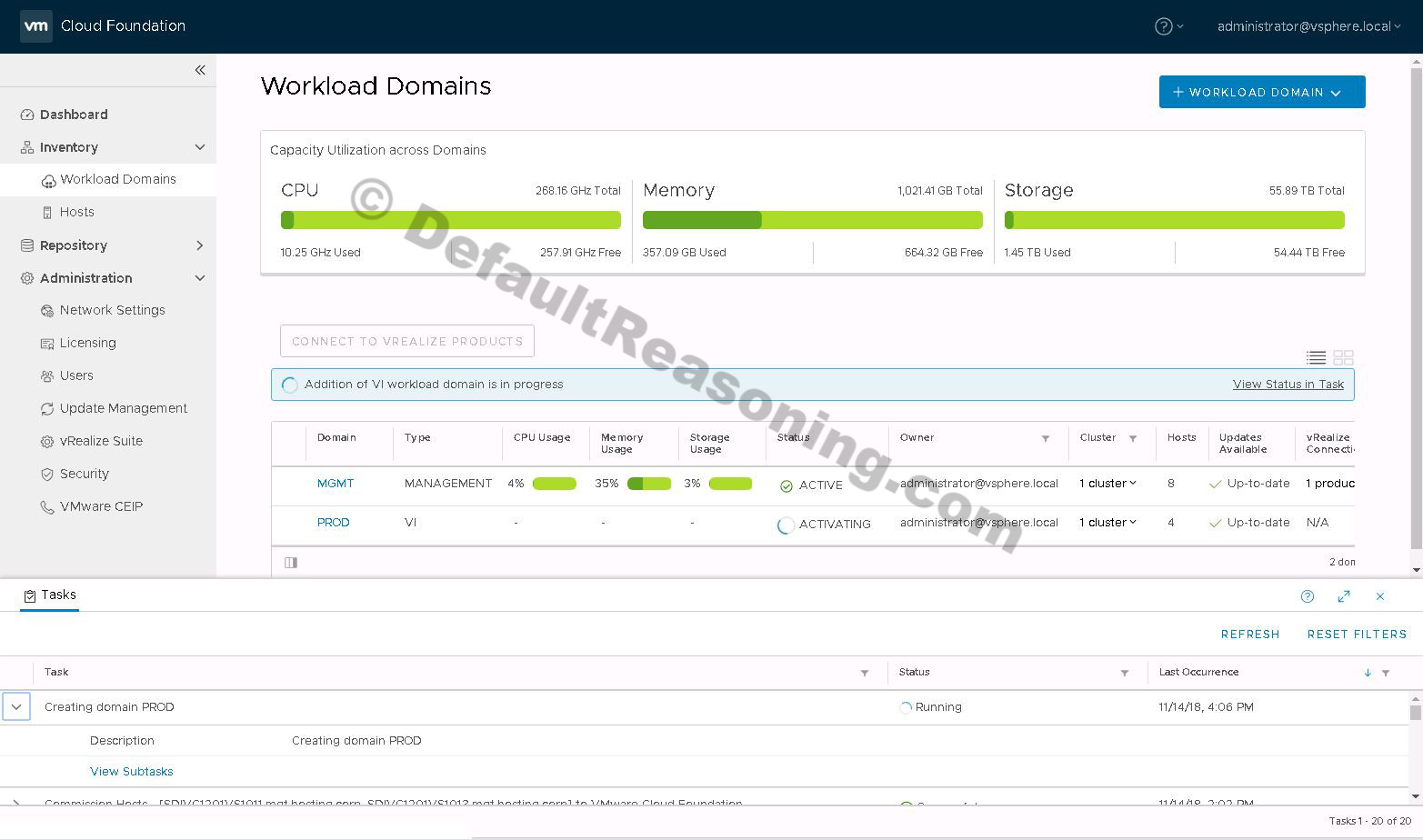 VCF 3.0 Create Workload Domain | Default Reasoning
