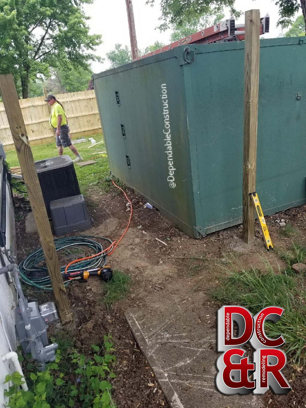 Installing post | Dependable Construction & Roofing | Fairborn OH