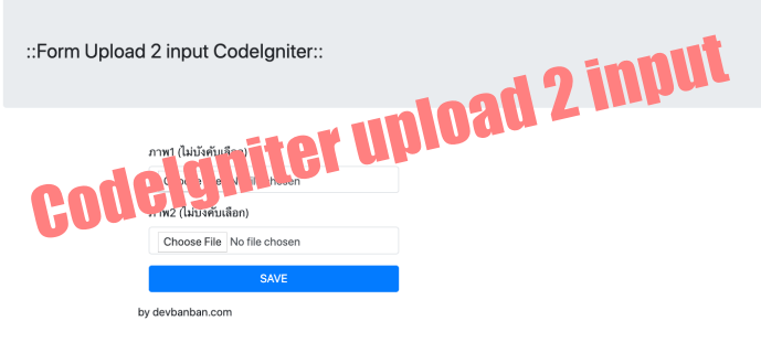 อัพโหลดไฟล์จาก 2 Input ด้วย CodeIgniter, How to upload two images into two fields using ...