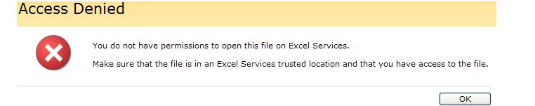 You do not have permissions to open this file in Excel Services. Make ...