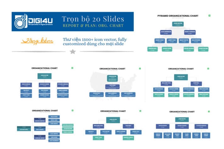 Organization Chart Template - Mẫu 20 Slides Về Sơ Đồ Tổ Chức | Digi-4U
