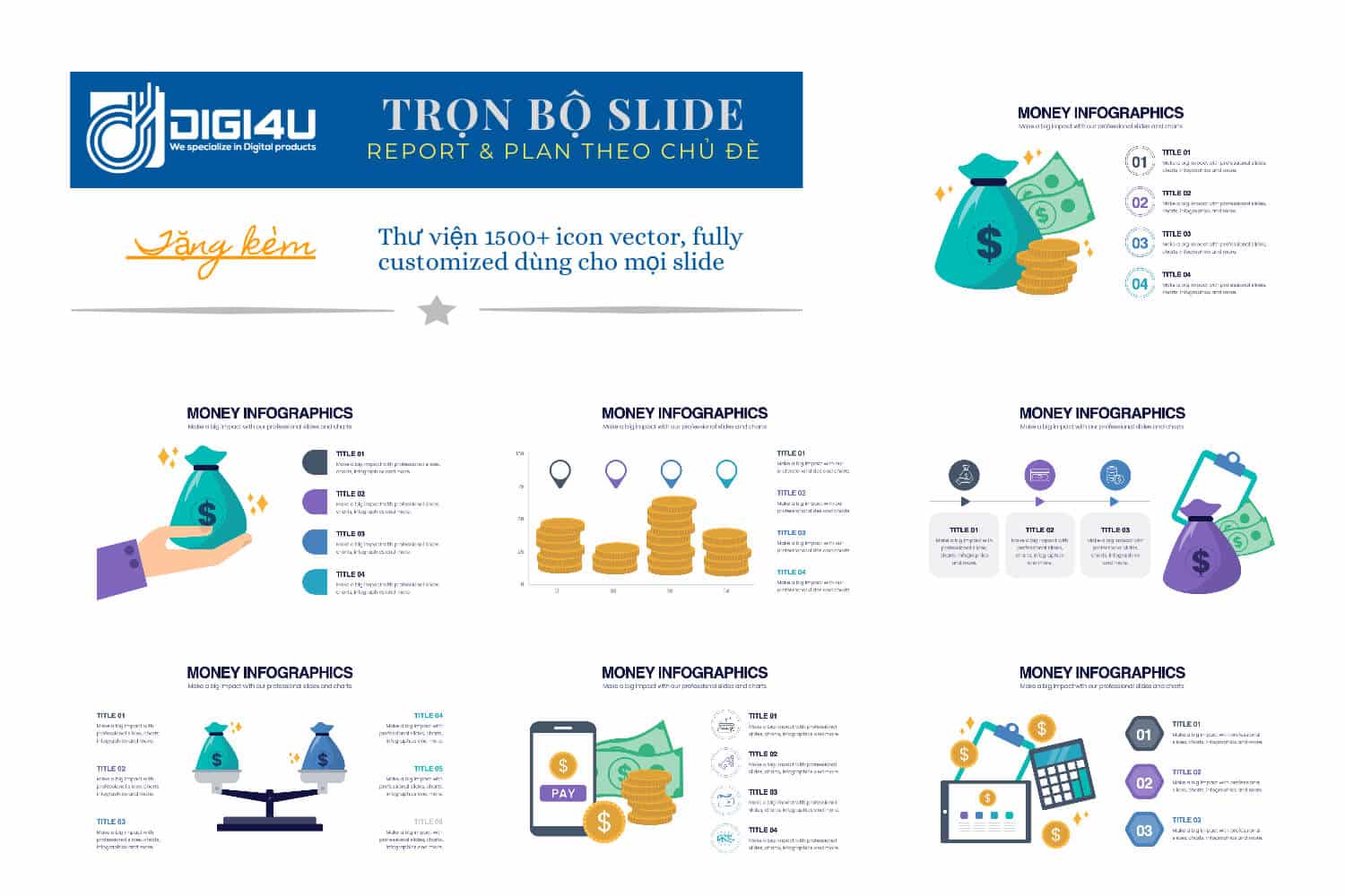 Money Slides Template - Trọn Bộ 20 Slides Mẫu Tiền & Tài Chính | Digi-4U