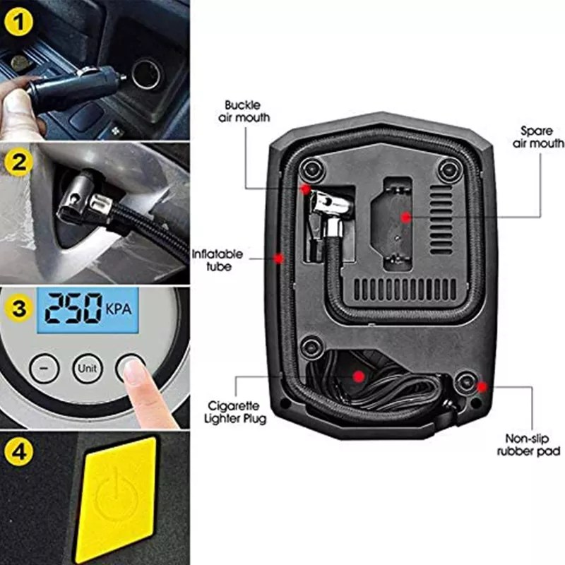 Portable Car Tire Inflator, 12V Digital Air Compressor Pump for Cars ...