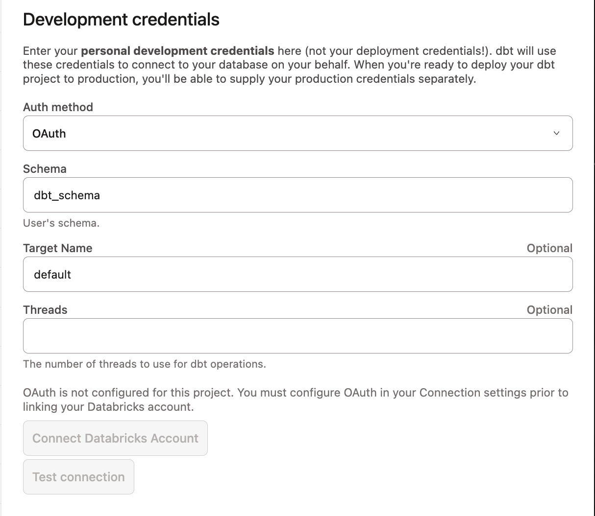 Set Up Databricks Oauth Dbt Developer Hub