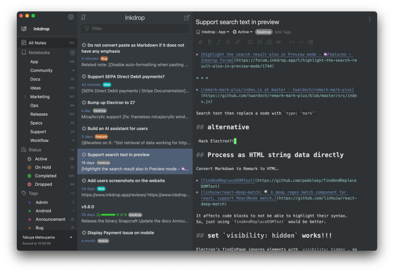 Issue Driven Tech Note Taking Inkdrop User Manual - Space Texture Collection - Desktop Quality