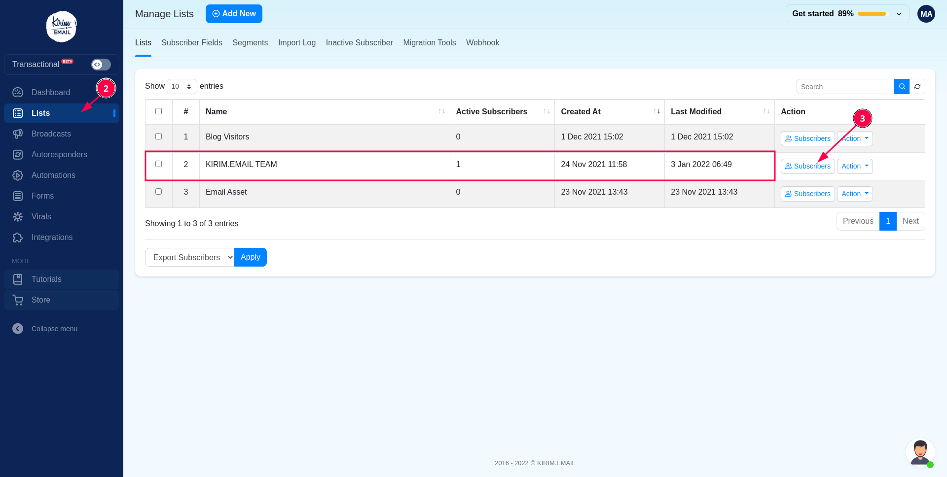 How To View Subscribers Information and Its Details - KIRIM.EMAIL