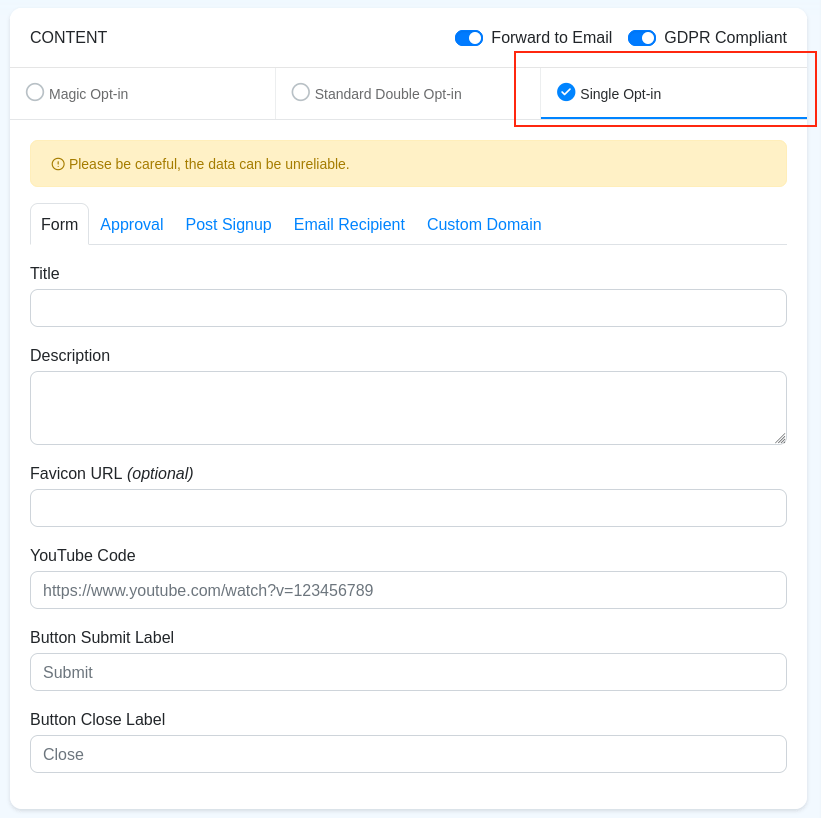 How to Set Single Opt-in Form - KIRIM.EMAIL