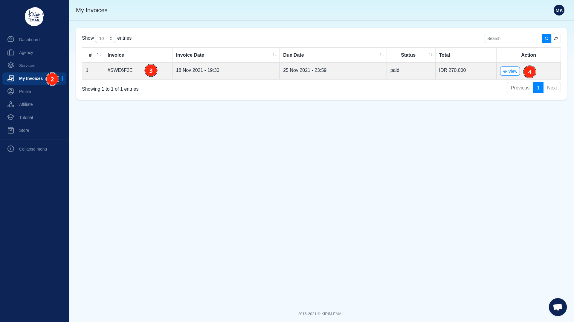 How to Access My Invoices Menu on the Membership Page - KIRIM.EMAIL