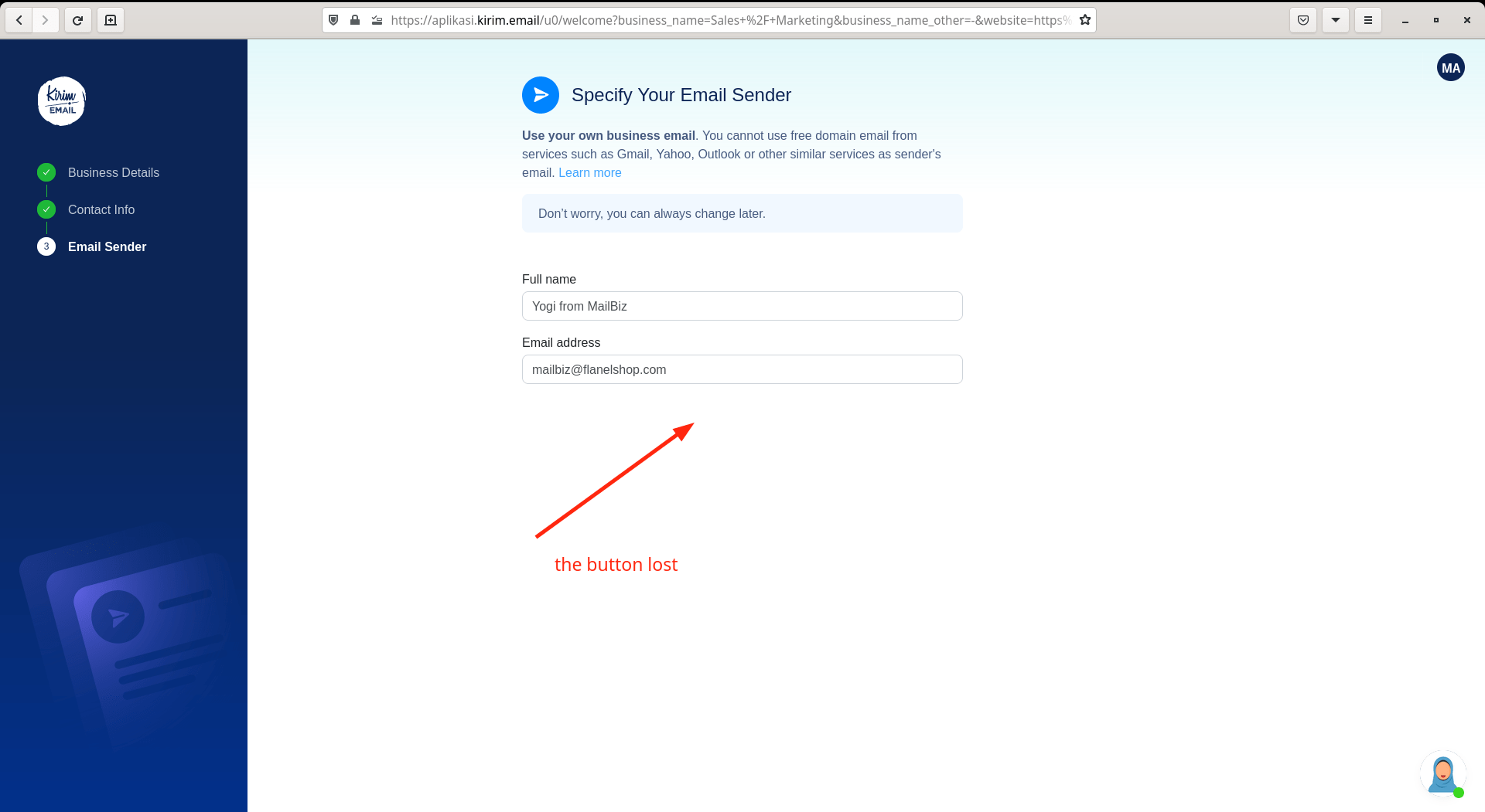 How to Fix An Email Sender Stuck on Welcome Page - KIRIM.EMAIL