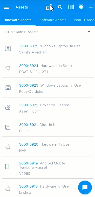 Asset List View Serviceops