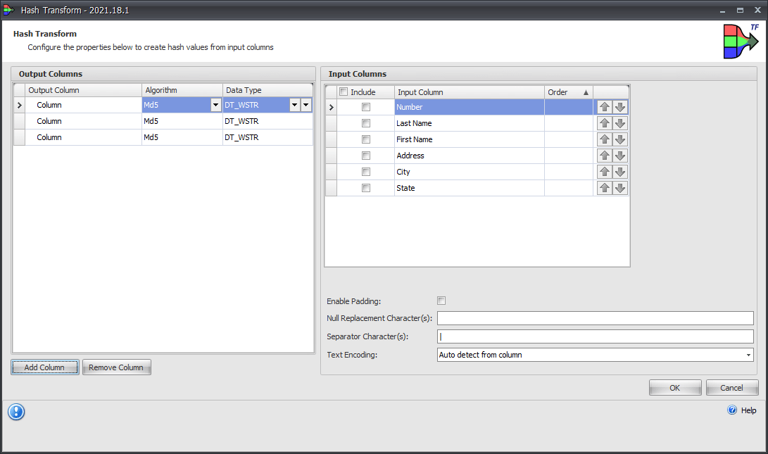 Task Factory Hash Transform