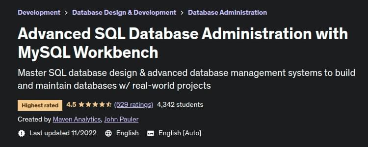 Advanced SQL Database Administration with MySQL Workbench