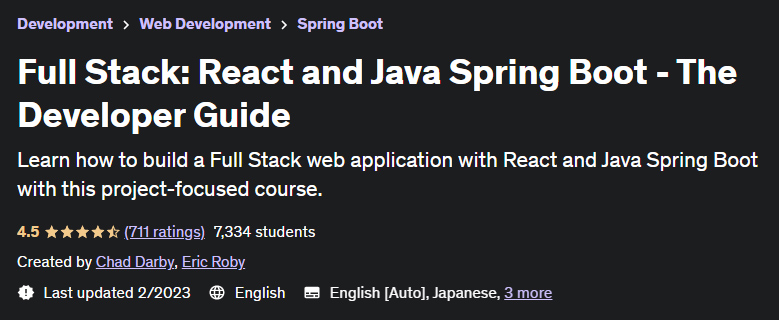 Full Stack: React and Java Spring Boot - The developer's guide