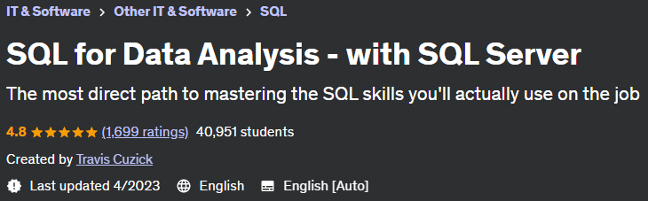SQL for data analysis - with SQL Server