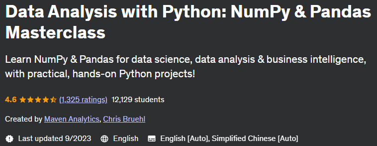 Data Analysis with Python: NumPy & Pandas Masterclass