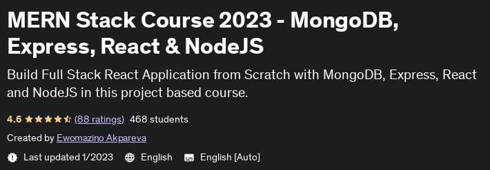 MERN Stack 2023 Course – MongoDB, Express, React and NodeJS