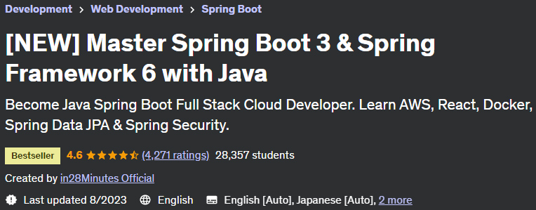 (NEW) Master Spring Boot 3 and Spring Framework 6 with Java
