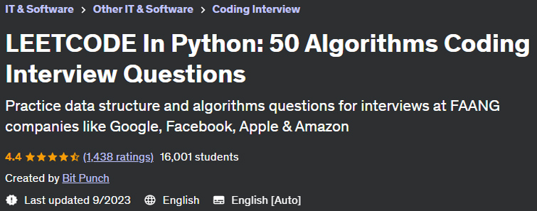 LeetCode in Python: 50 Algorithm Coding Interview Questions