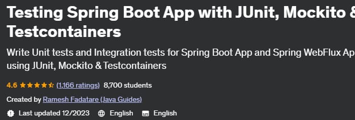 Testing Spring Boot Application with JUnit, Mockito and Testcontainers