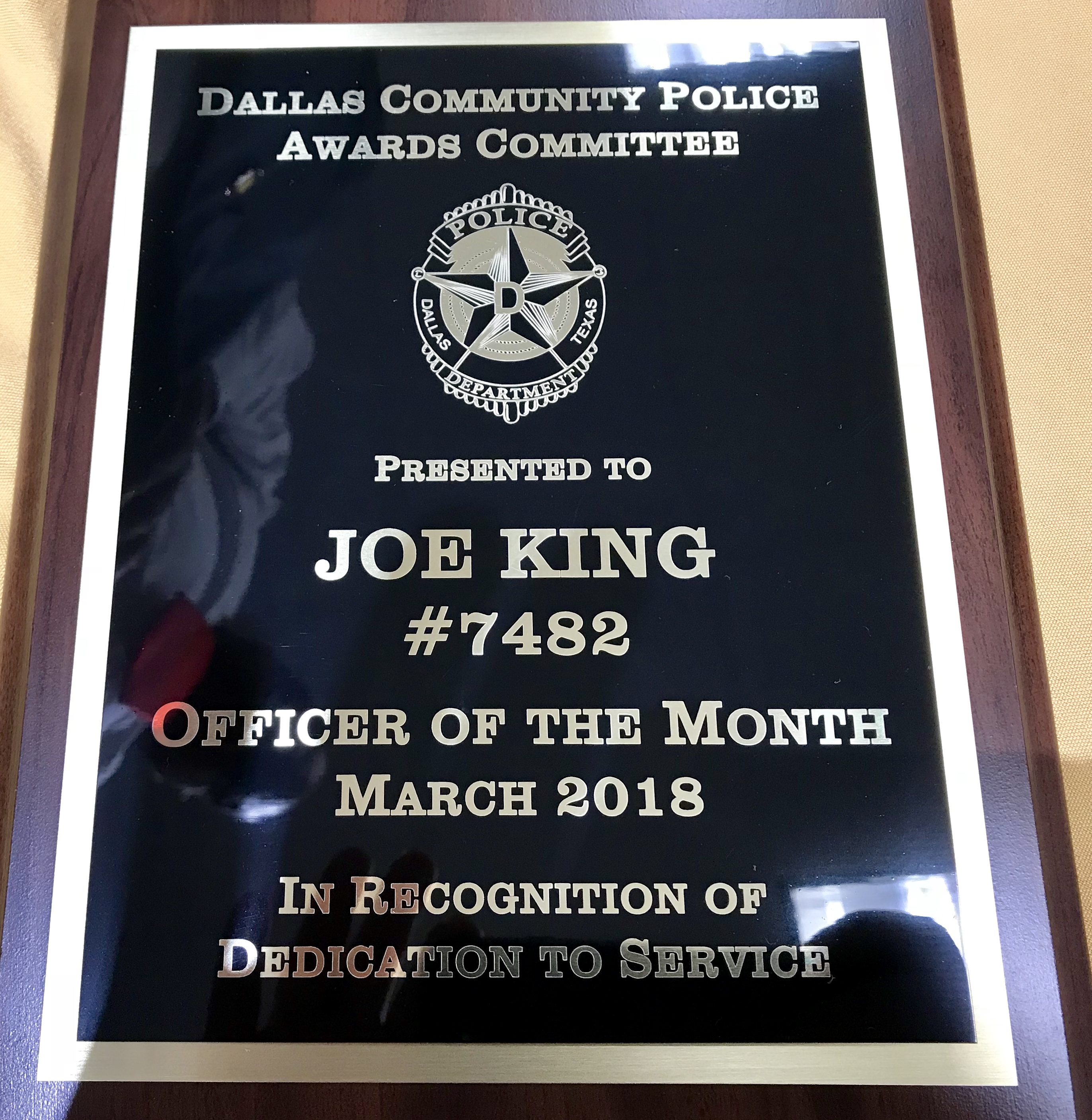 Officer Of the Month of March Joe King | DPD Beat