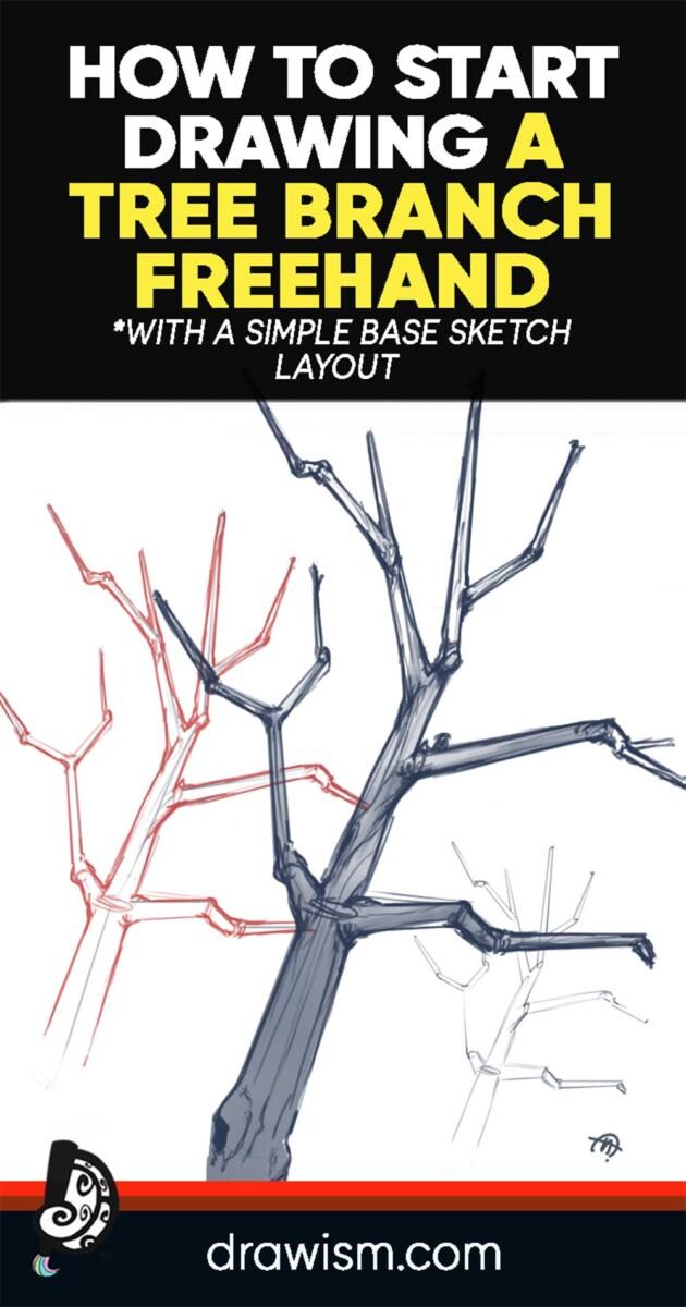 How to Start Drawing a Tree Branch Freehand, Simple