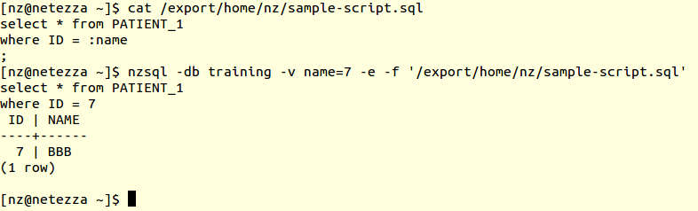 Run Netezza SQL Script File using nzsql Variable Substitution - DWgeek.com