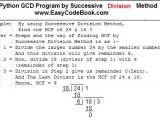 Python Gcd Program By Successive Division Easycodebook