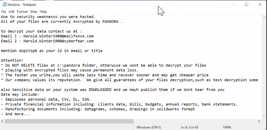 .pandora File Virus ransomware - How to Remove it? (Guide)