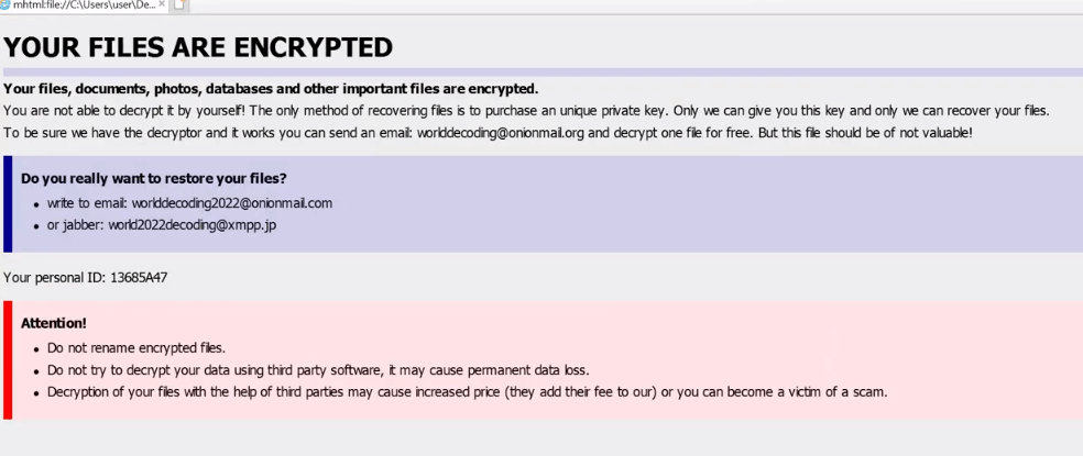 Worlddecoding ransomware Removal [Files Decryption Guide]