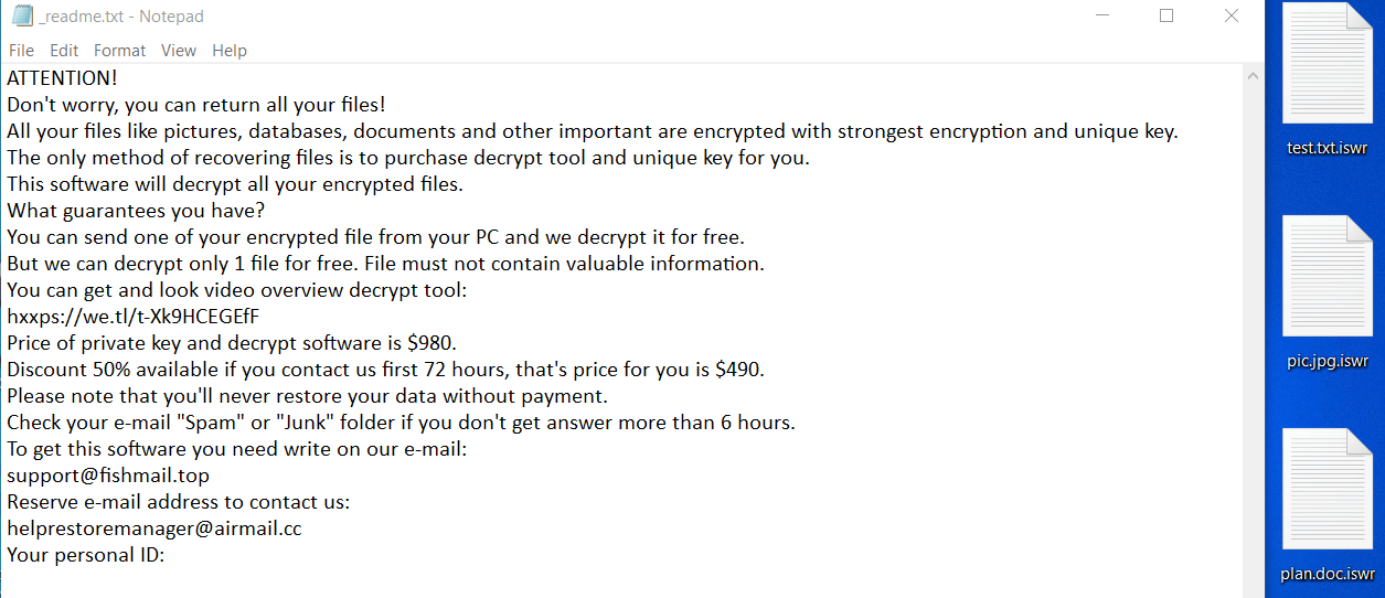 Remove ISWR Ransomware and Decrypt .iswr Files