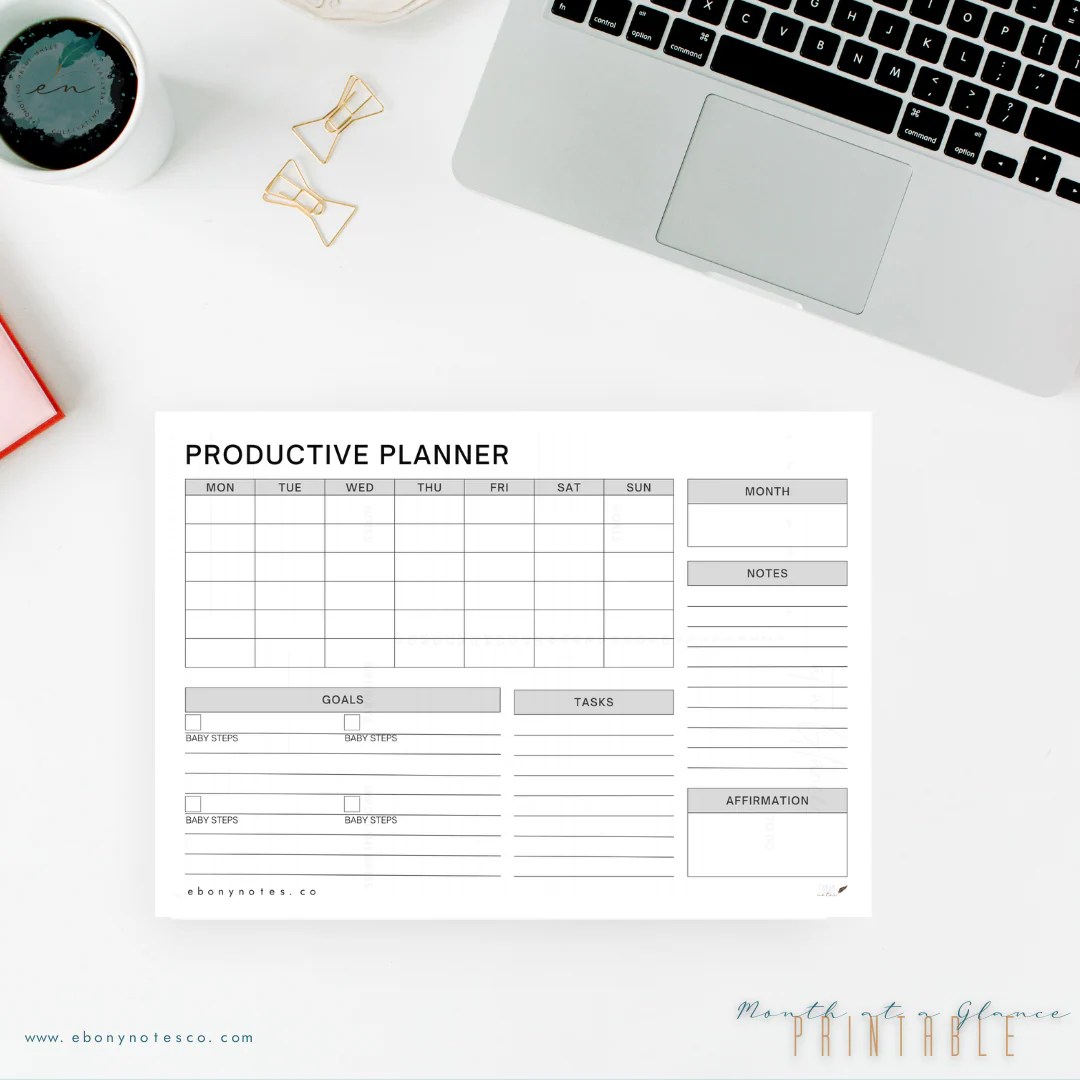 Productive Planning Printable Ebony Notes Company