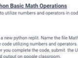 Using Numbers In Python Basic Math Operations Mini Lesson Worksheet