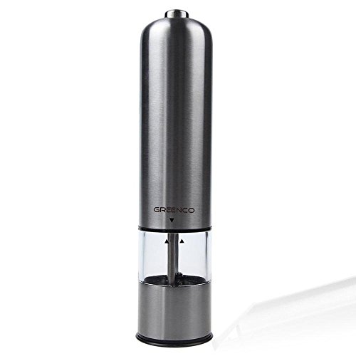 Greenco Automatic Electric Pepper Mill and Salt Grinder, Stainless ...