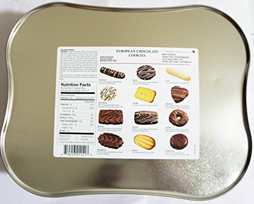European Chocolate Cookie Tin Assortment of 12 Cookie Varieties with ...