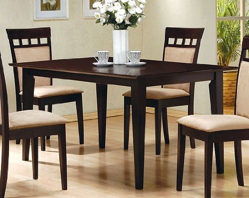 Coaster Contemporary Style Dining Table, Solid Wood, Cappuccino Finish ...