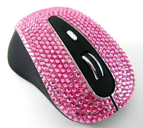 Buy 2 Pack of Wireless USB Optical Scroll Wheel Pink Crystal Rhinestone ...