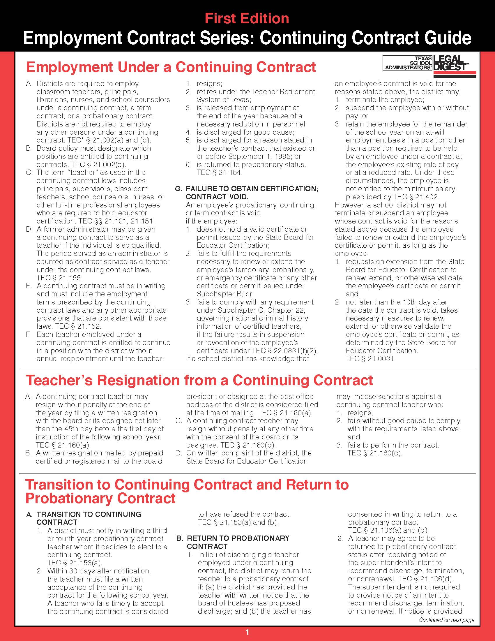 Continuing Contract Guide | Education 311