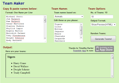 Team Maker - An easy, flexible, random way to create groups! - Nick's ...