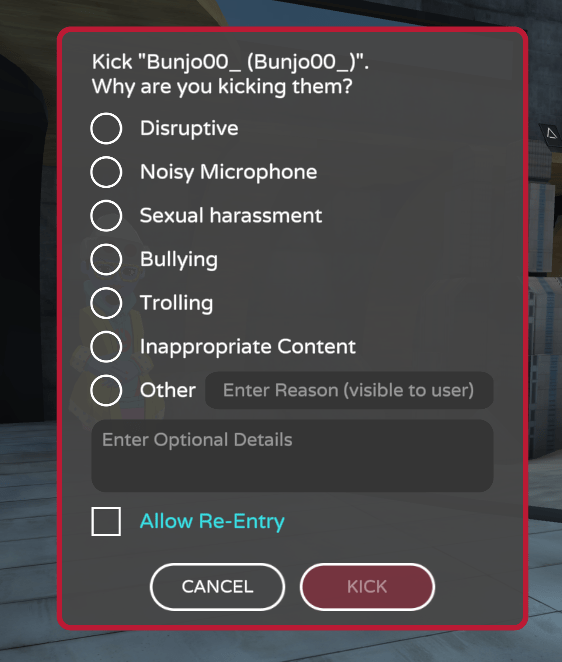 Moderation – Kick Removal Report ASVR 2020 – Educators in VR