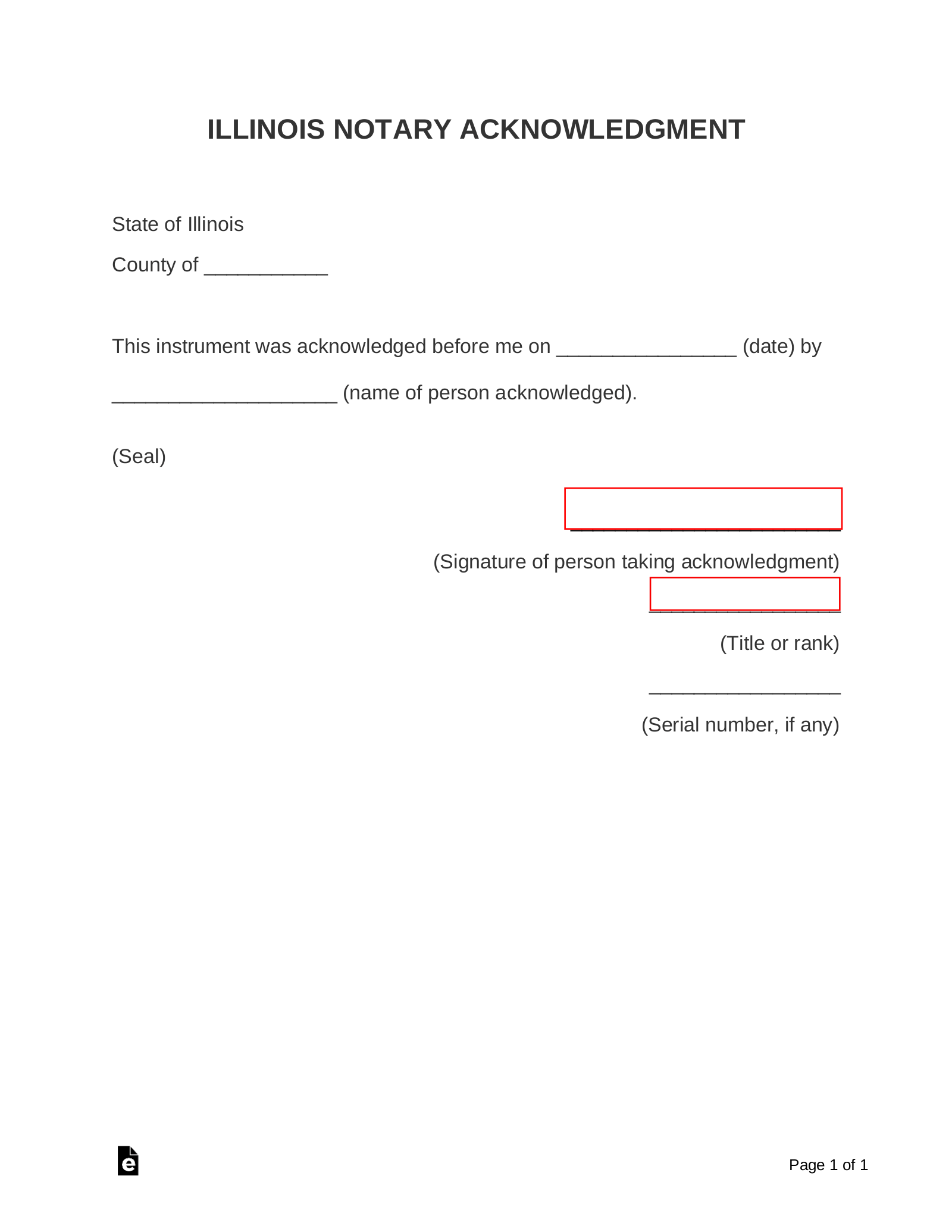 Free Illinois Notary Acknowledgment Form - Word | PDF – eForms