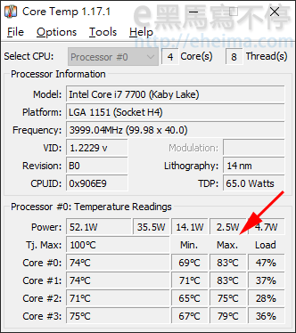 Core Temp CPU溫度監控軟體【免安裝中文版】 - e黑馬寫不停