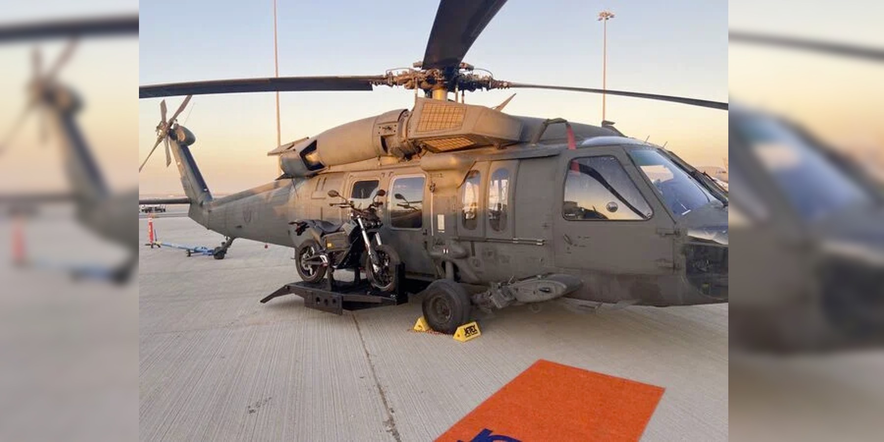Special forces testing this helicopter with deployable electric motorcycles