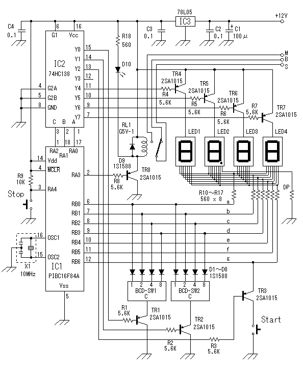 Digital Countdown Timer Circuit Diagram