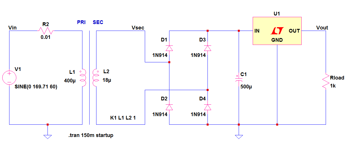 ACDC Linear Power Supply Simulation in LTSpice Step by Step Guide ...