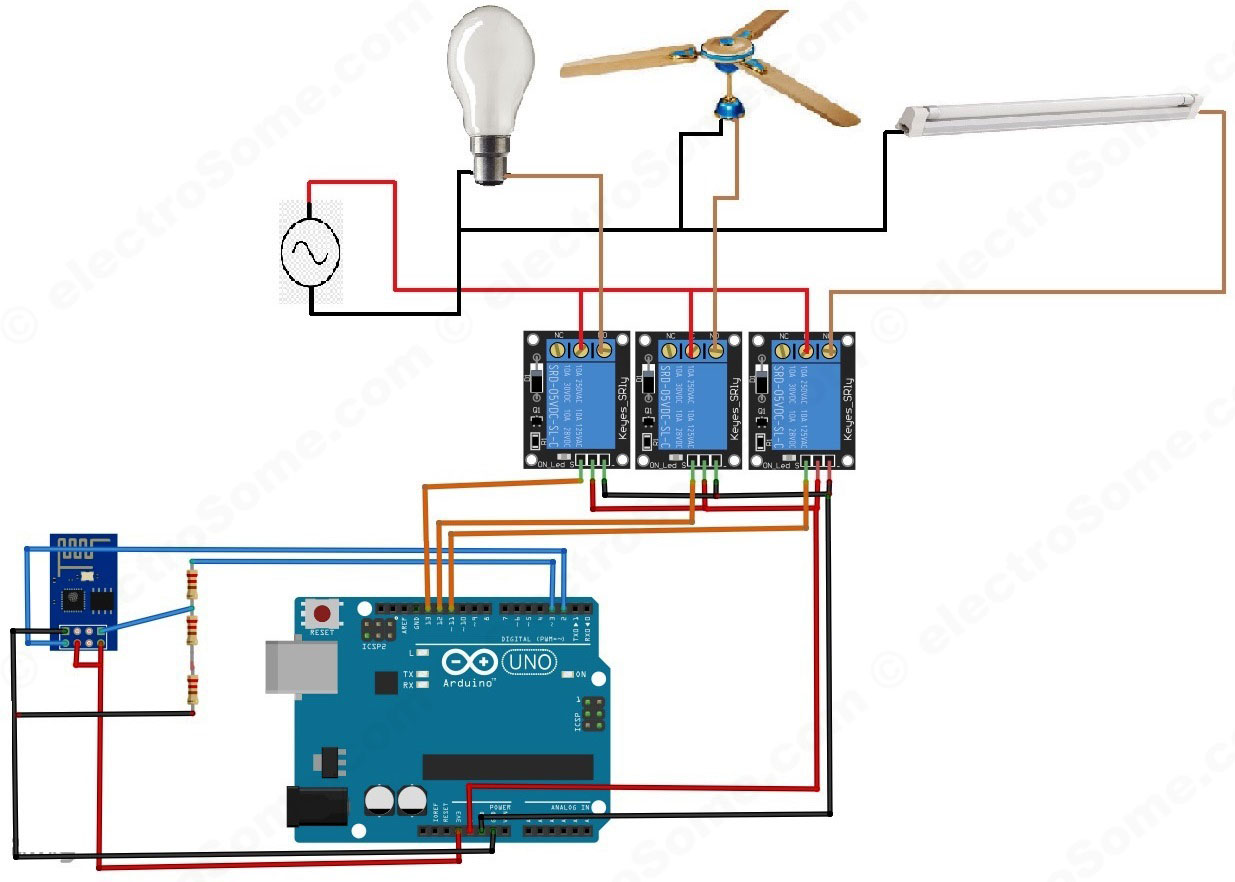 Home Automation Using Arduino And Wifi Circuit Diagram